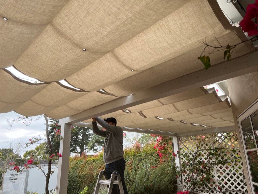 Custom Retractable Wave Pergola Canopy Kit 10 X 12 Patio Shade Cover ...