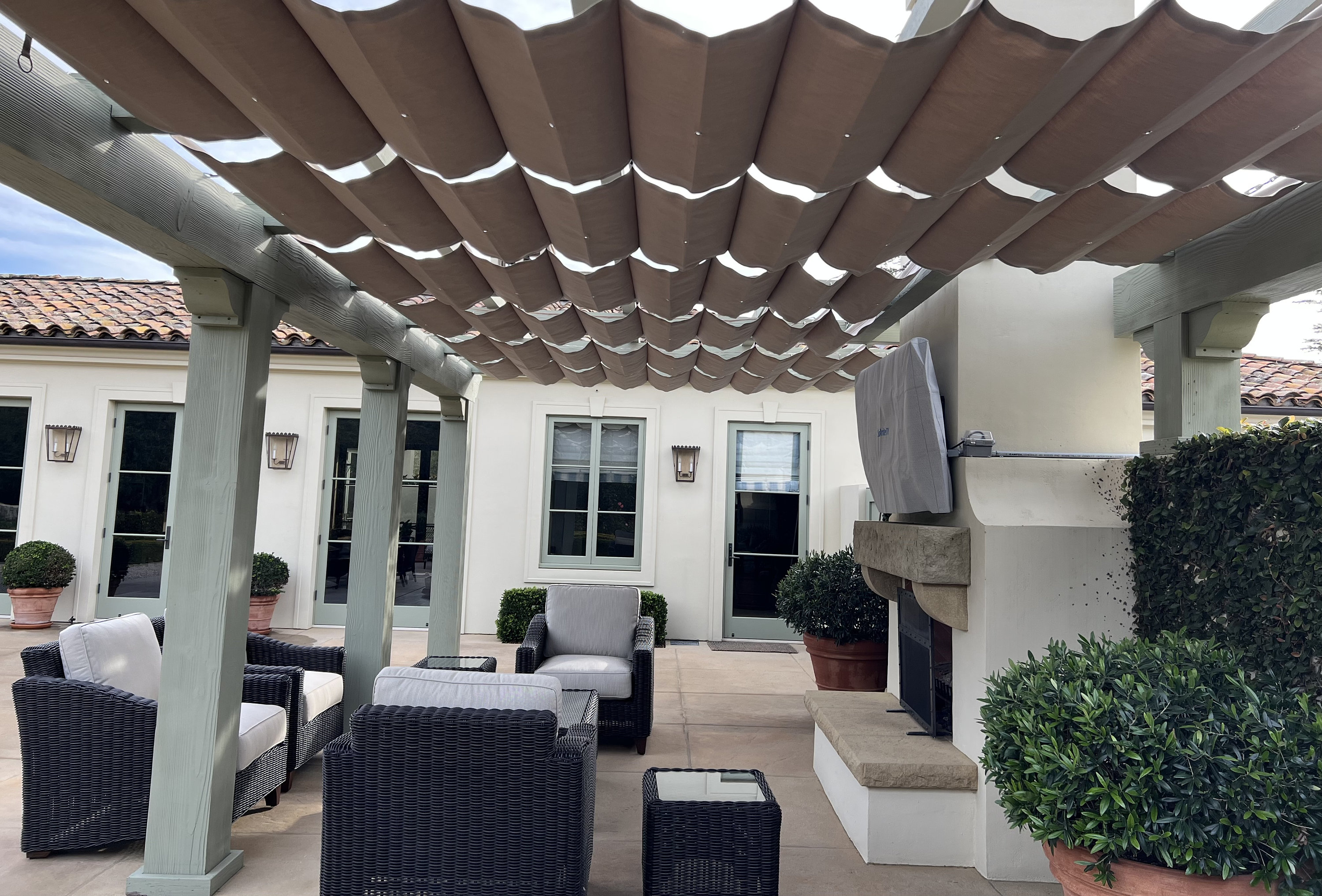 Custom Retractable Wave Pergola Canopy Kit 10 X 10 Patio Shade Cover ...