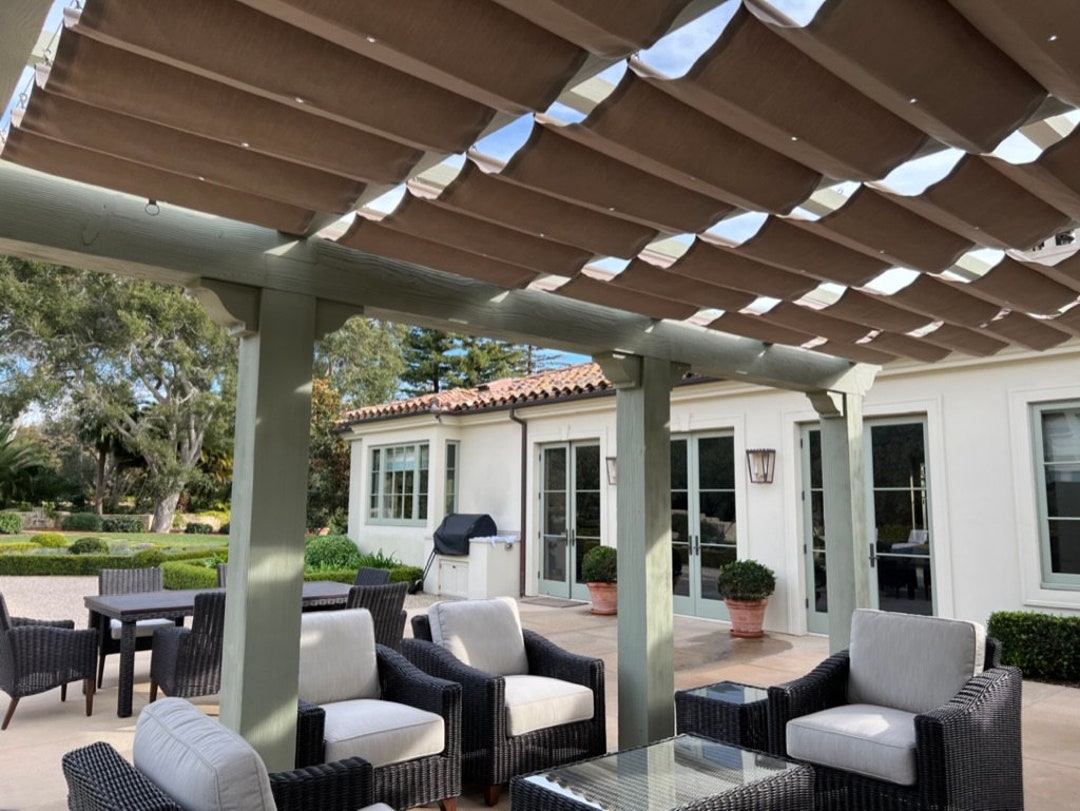 Custom Retractable Wave Pergola Canopy Kit 10 X 10 Patio Shade Cover ...