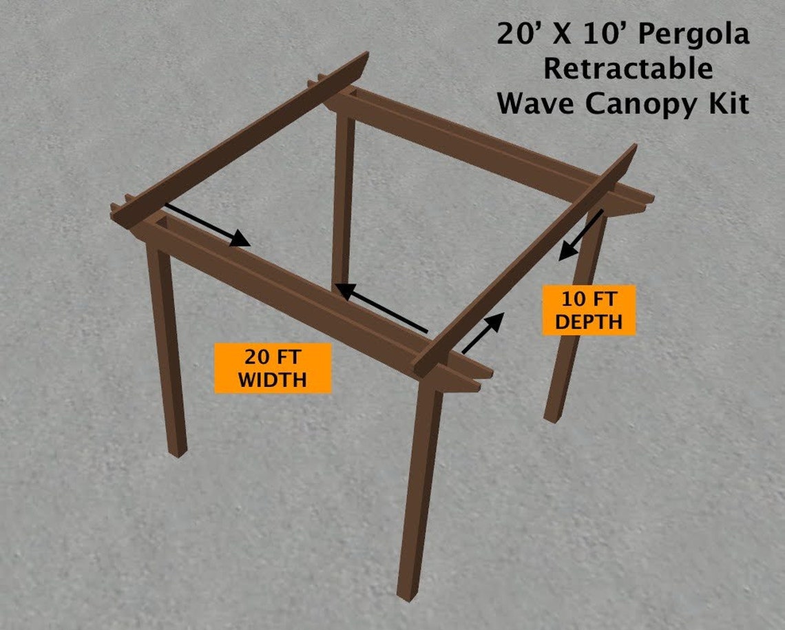 Custom Retractable Wave Pergola Canopy Kit 10 X 20 Patio Shade Cover ...