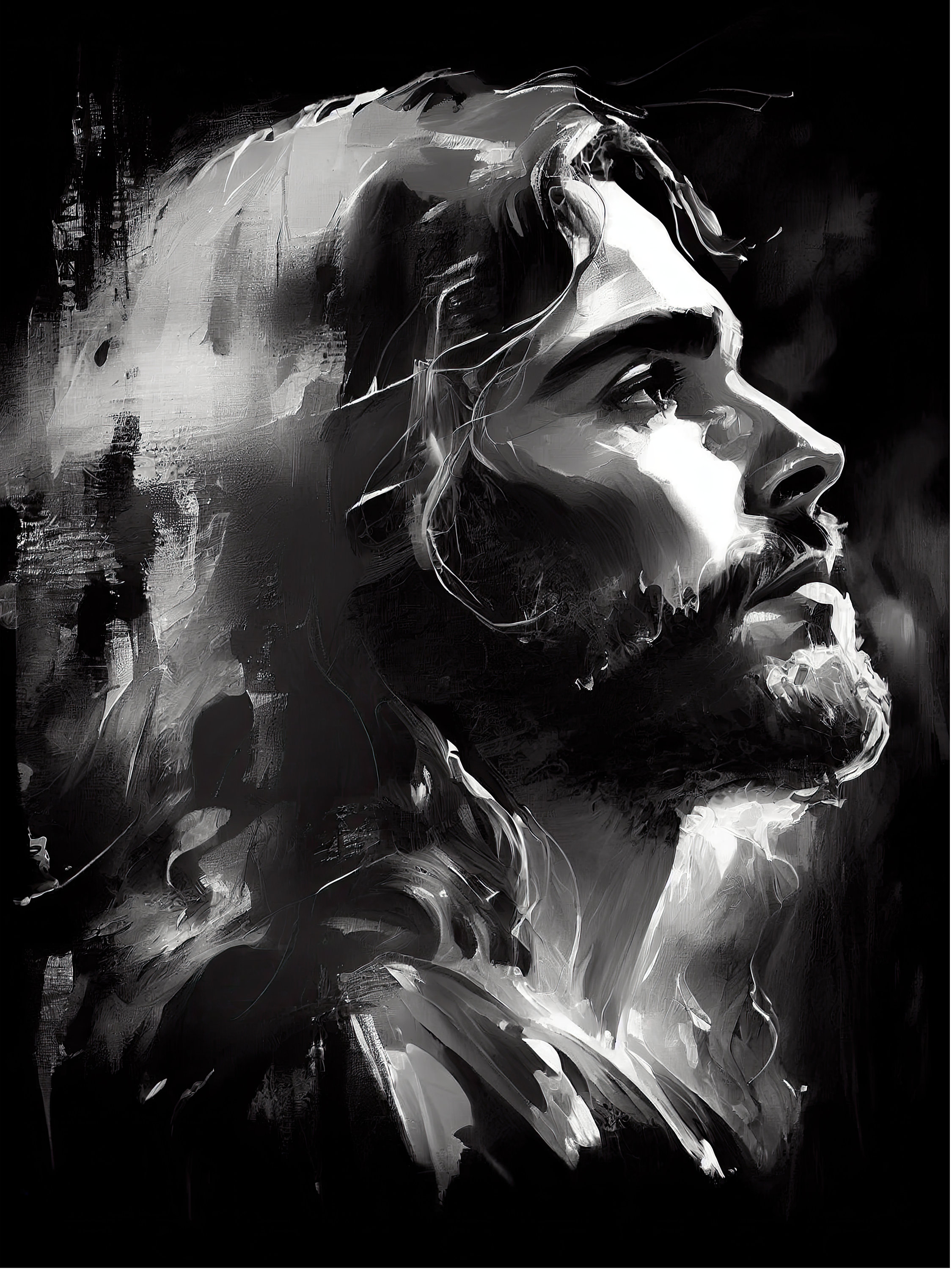 Jesus Portrait, Black & White, Jesus Art Digital, Christian Gift ...
