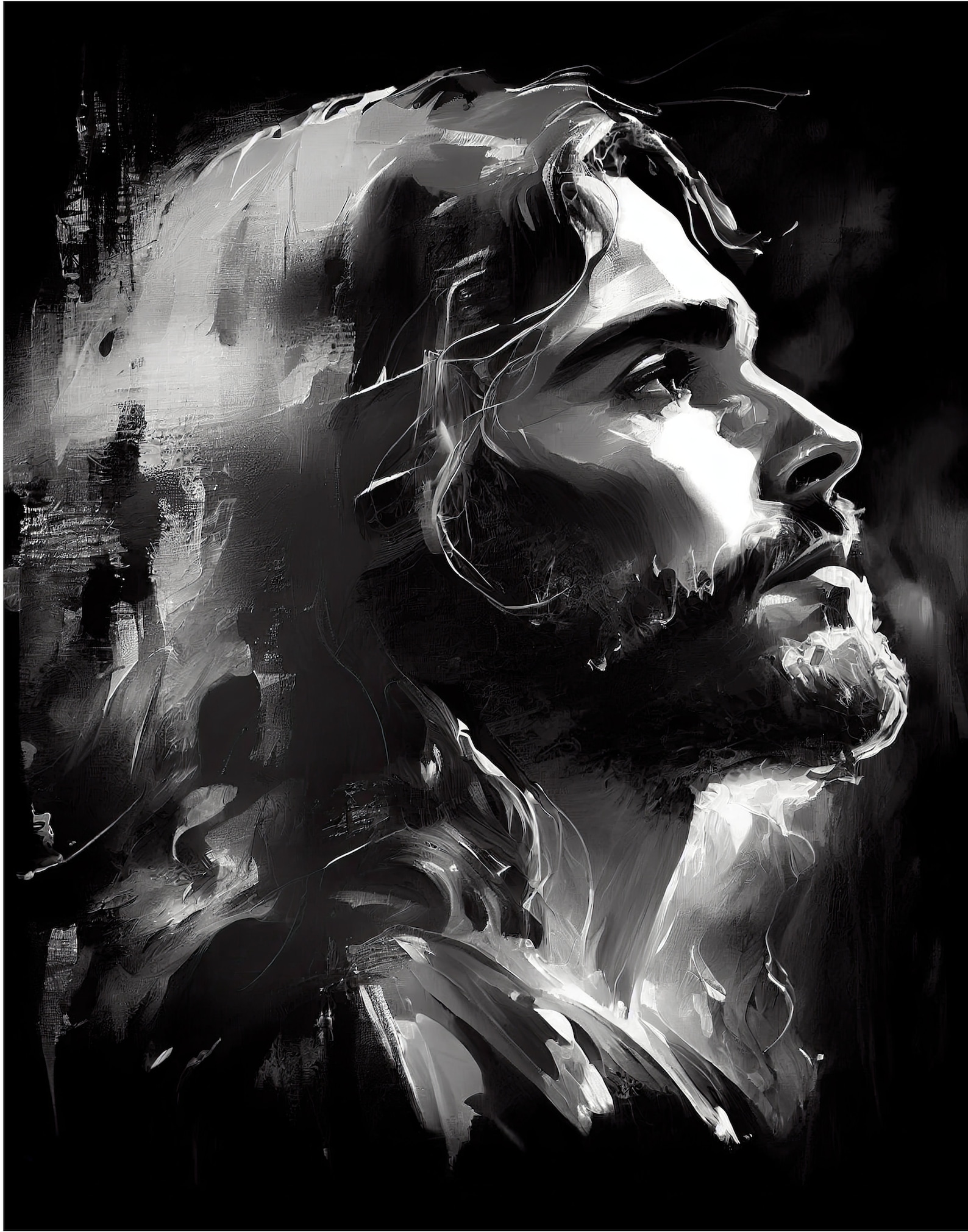 Jesus Portrait, Black & White, Jesus Art Digital, Christian Gift ...