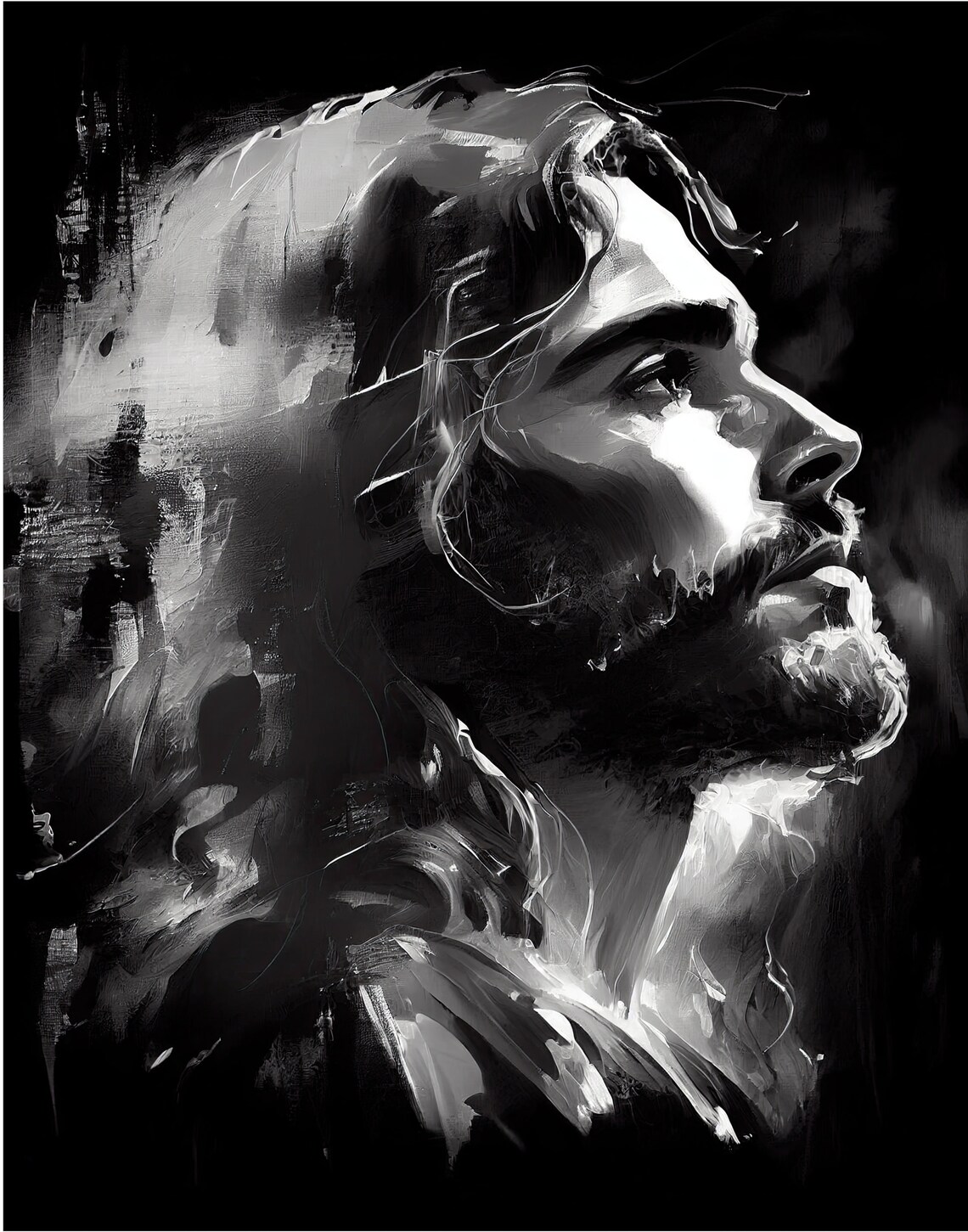 Jesus Portrait, Black & White, Jesus Art Digital, Christian Gift ...