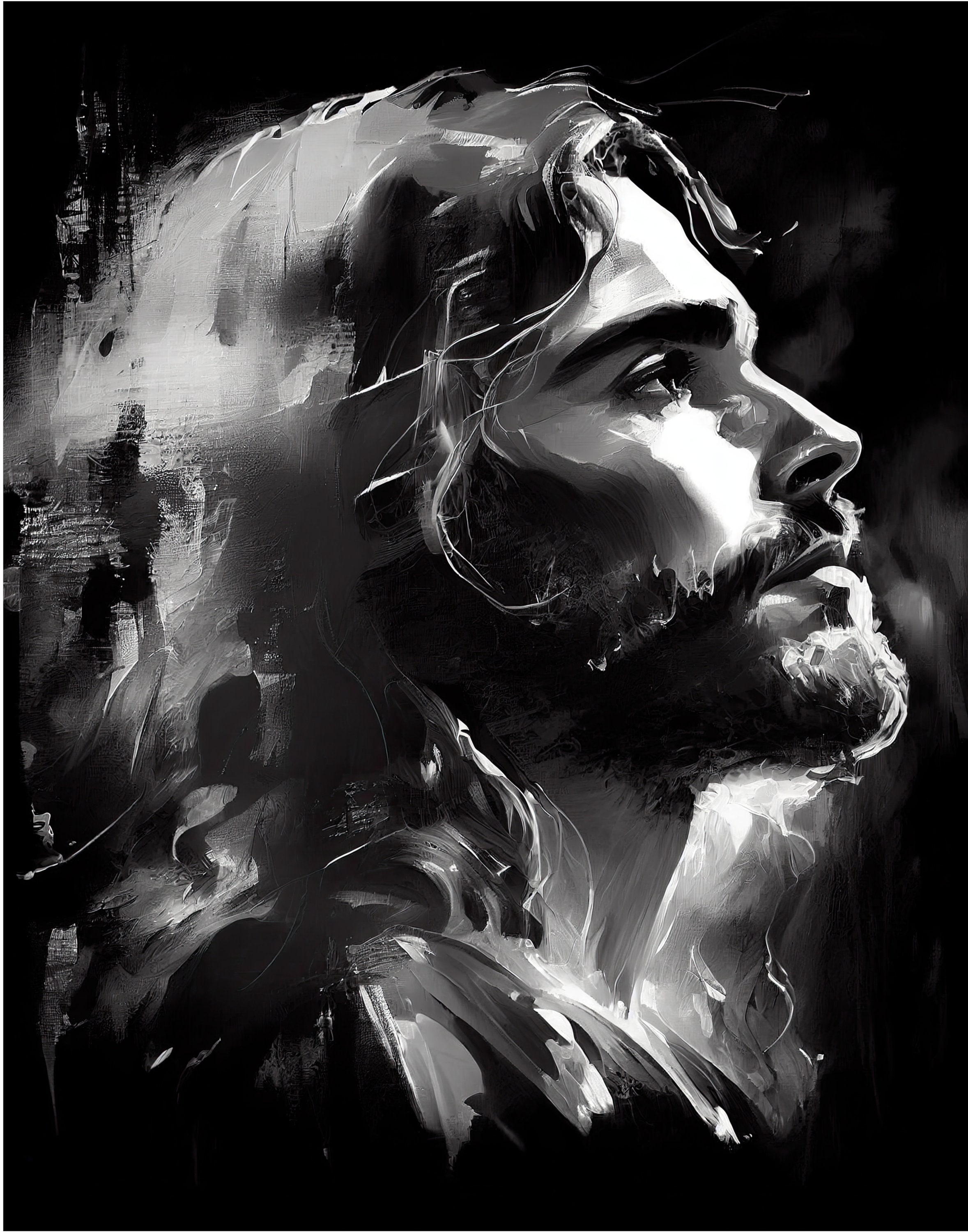Jesus Portrait, Black & White, Jesus Art Digital, Christian Gift ...
