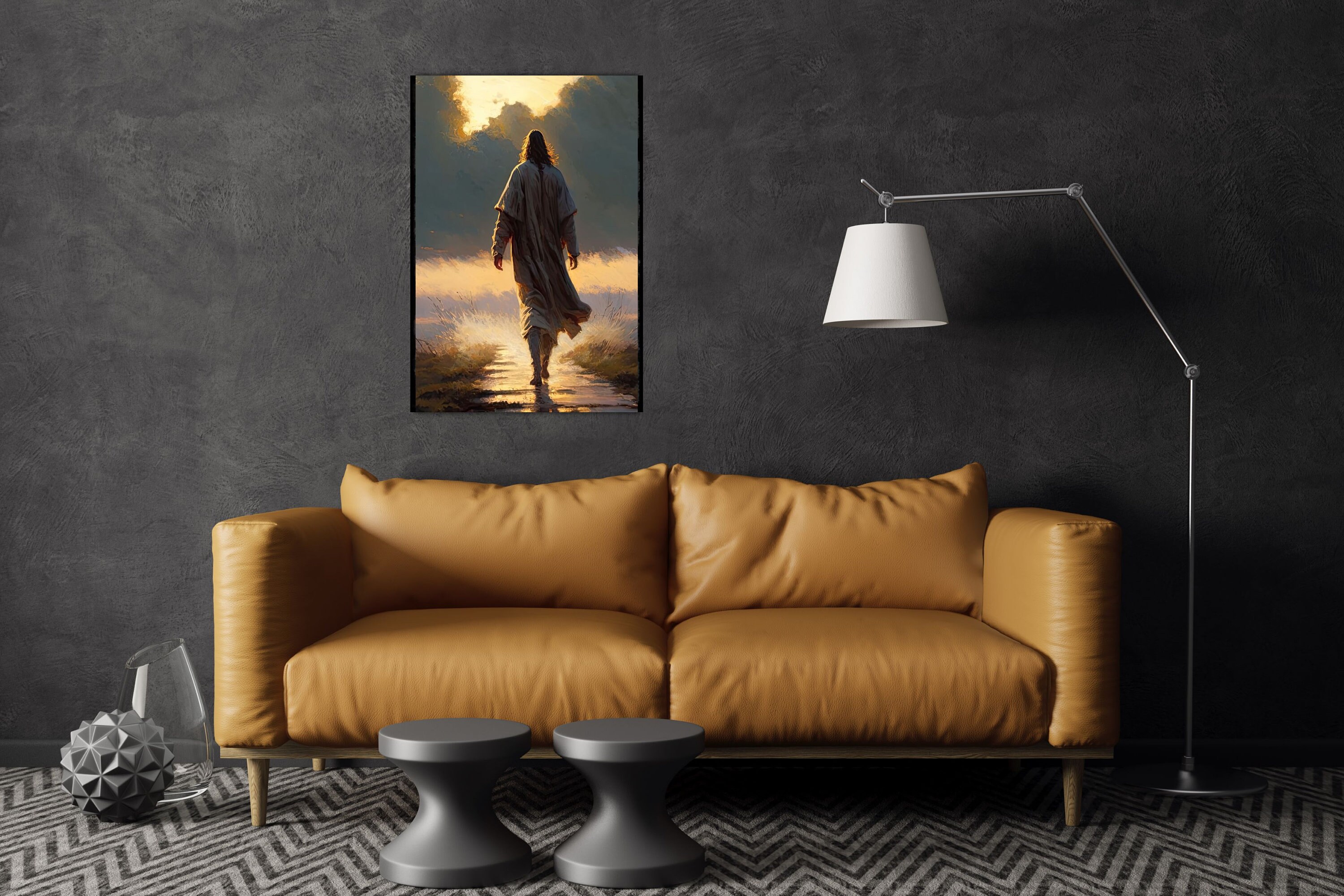 Jesus Walking Towards the Sunset, Jesus Christ, Religious Wall Art ...