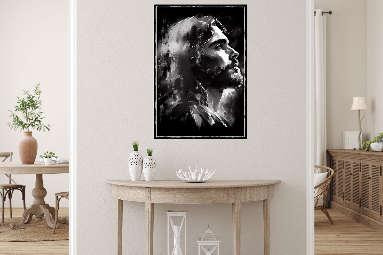 Jesus Portrait, Black & White, Jesus Art Digital, Christian Gift ...