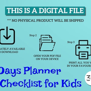 Editable Printable Planner for Kids Chores Daily Planner for 7 Days To ...