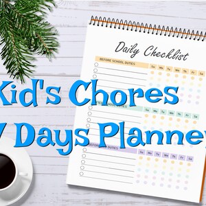 Editable Printable Planner for Kids Chores Daily Planner for 7 Days To ...