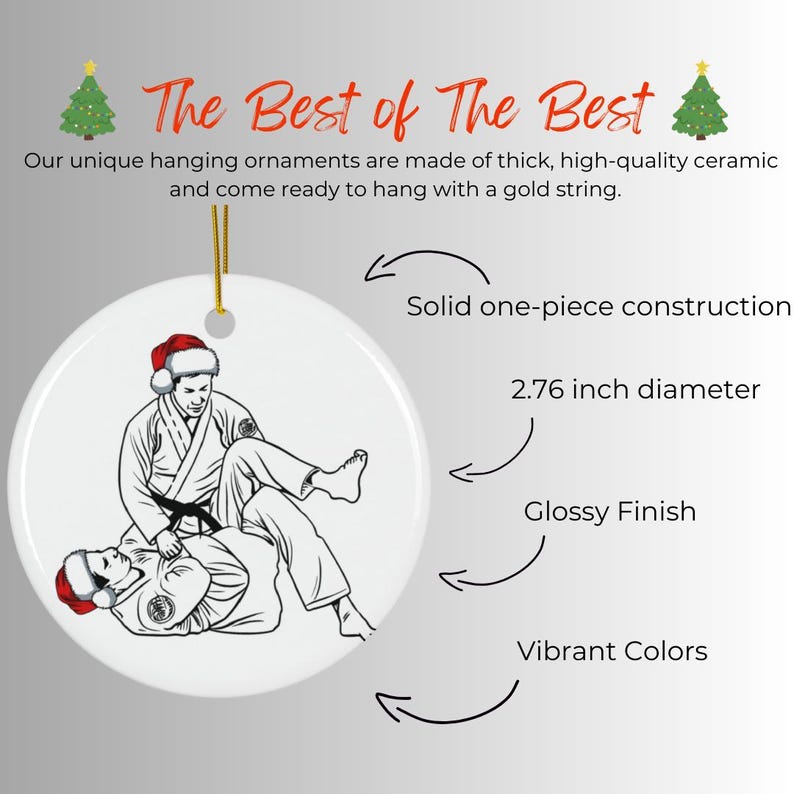 Funny Jiu Jitsu Ceramic Ornament, Christmas Martial Arts Decor, Holiday ...