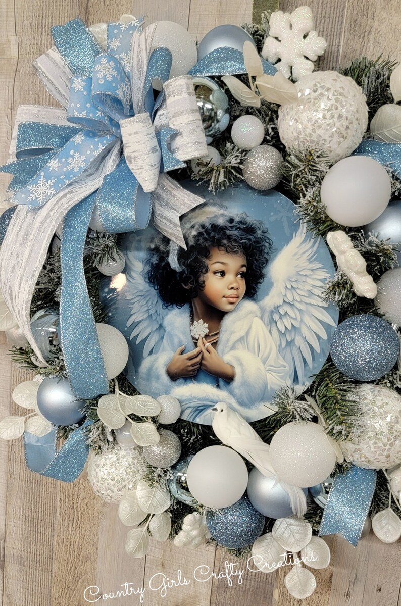 Angel Christmas Wreath, Winter Angel Wreath, Christmas, African ...