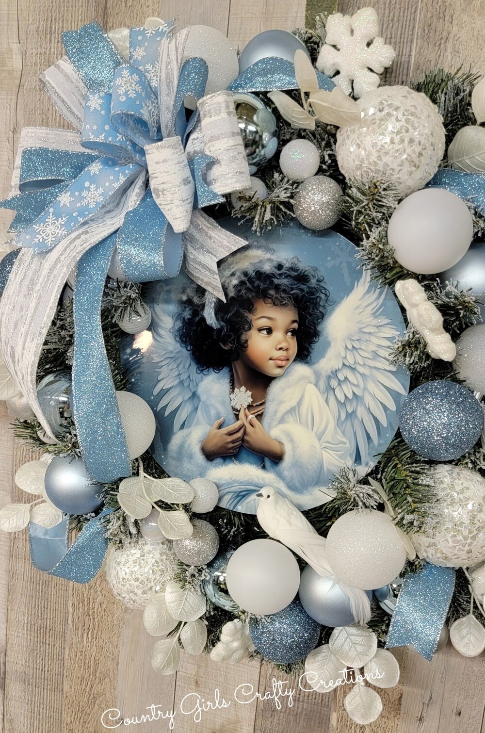 Angel Christmas Wreath, Winter Angel Wreath, Christmas, African ...