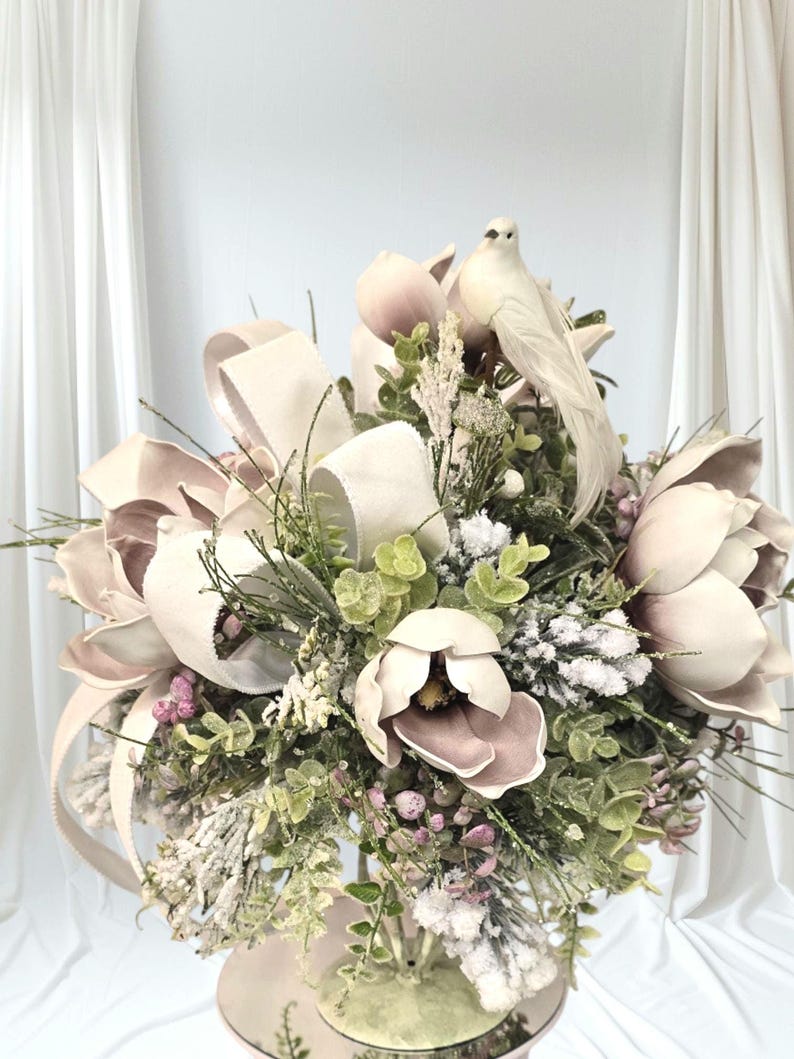Magnolia Centerpiece With Real Feel Magnolias | Artificial Magnolia ...