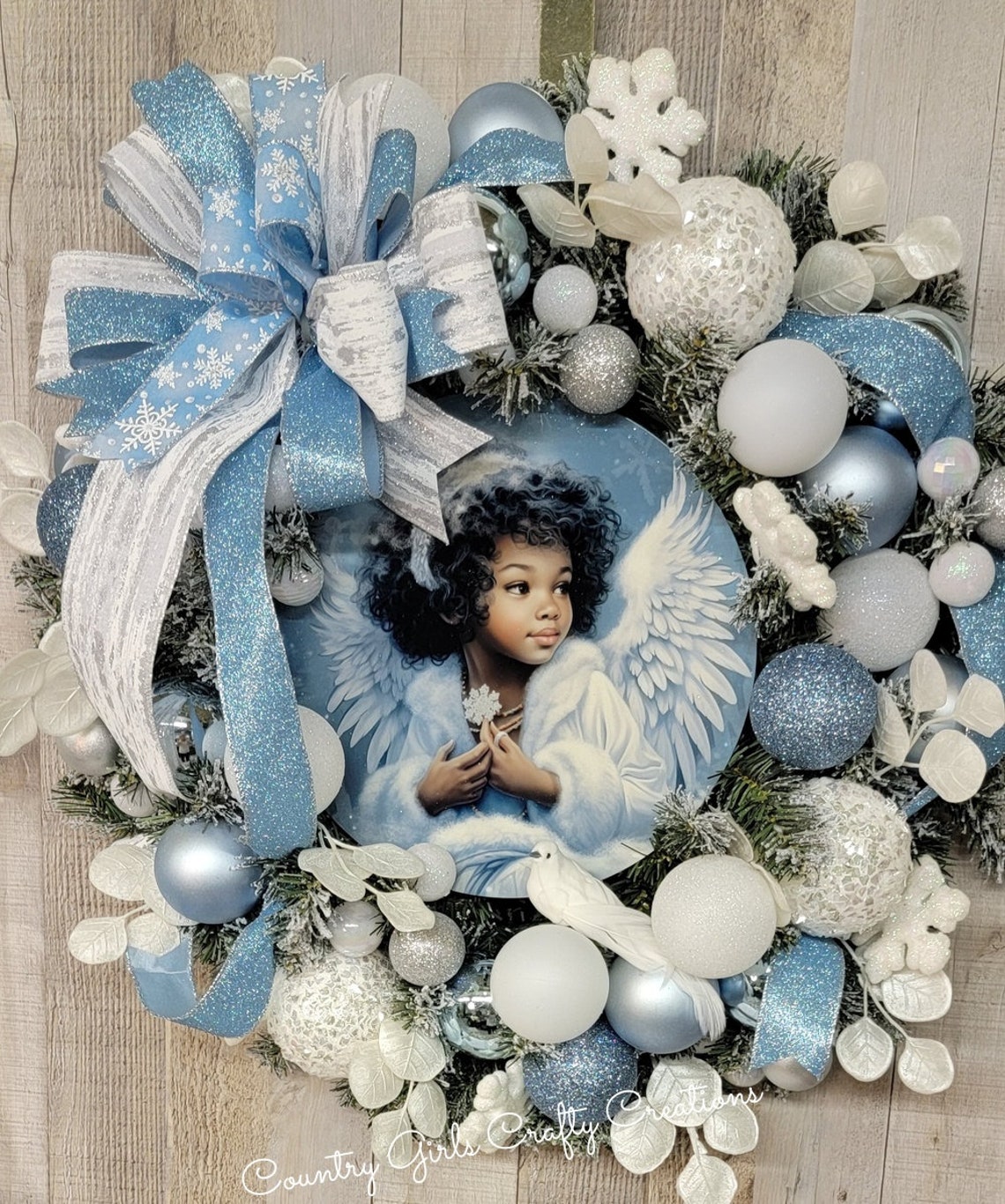 Angel Christmas Wreath, Winter Angel Wreath, Christmas, African ...