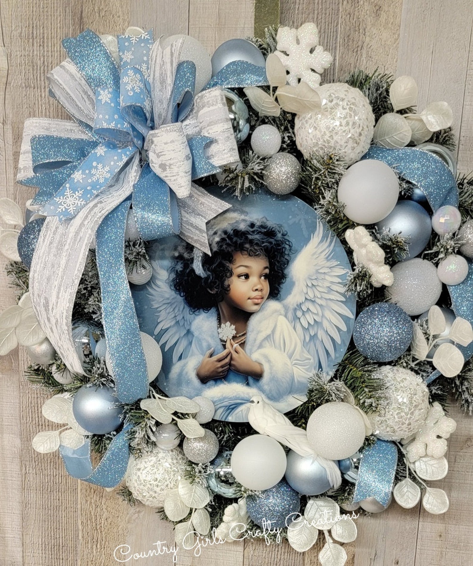 Angel Christmas Wreath, Winter Angel Wreath, Christmas, African ...