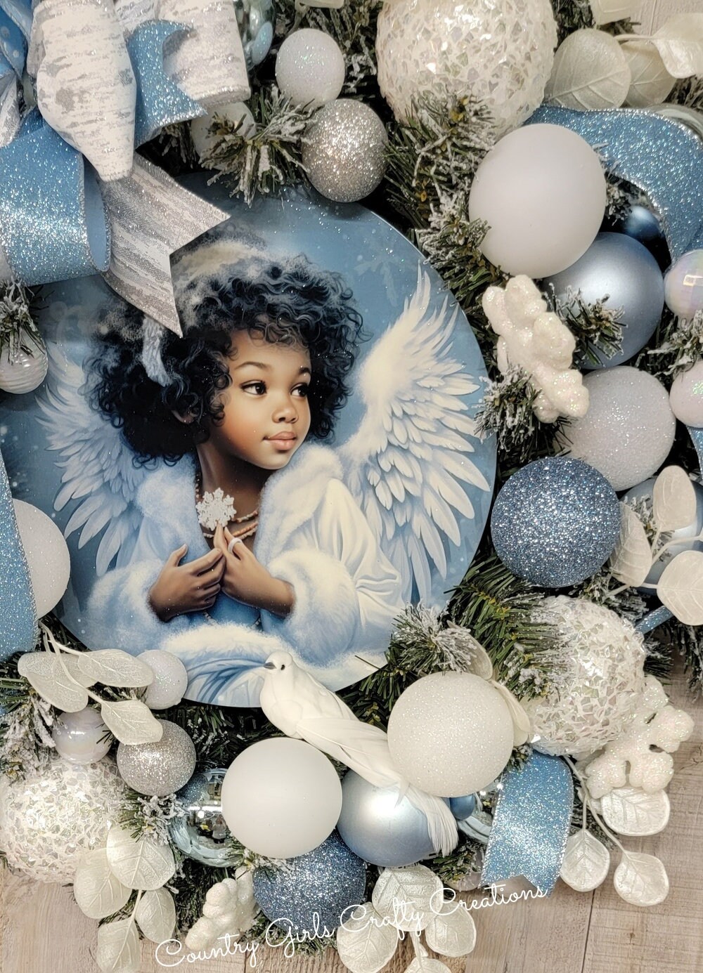 Angel Christmas Wreath, Winter Angel Wreath, Christmas, African ...