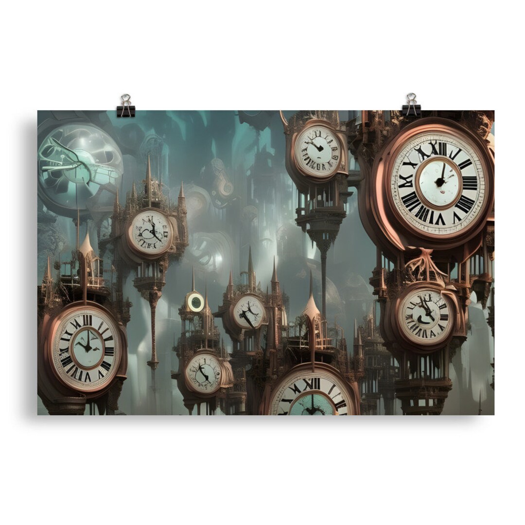 Trippy Clock World Surrealism Poster Art Print - Etsy