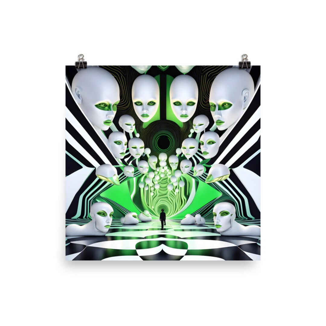 Trippy Face Psychedelic Abstract Surrealism Wall Art Poster Print - Etsy