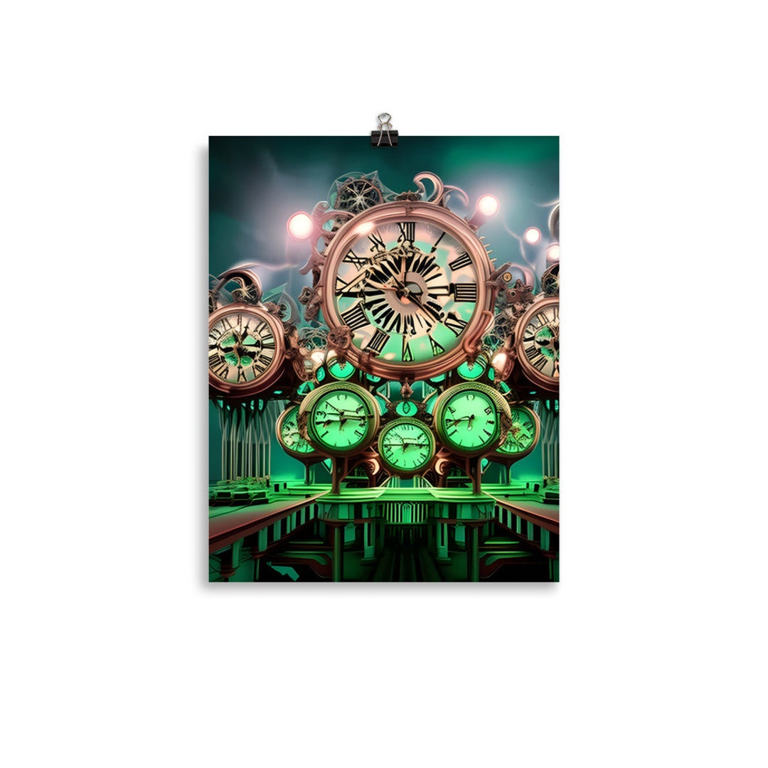 Trippy Clock World Surrealism Poster Art Print - Etsy