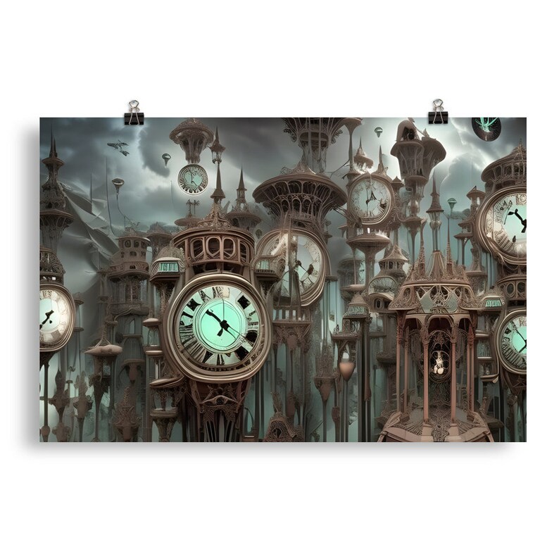 Trippy Clock World Surrealism Poster Art Print - Etsy