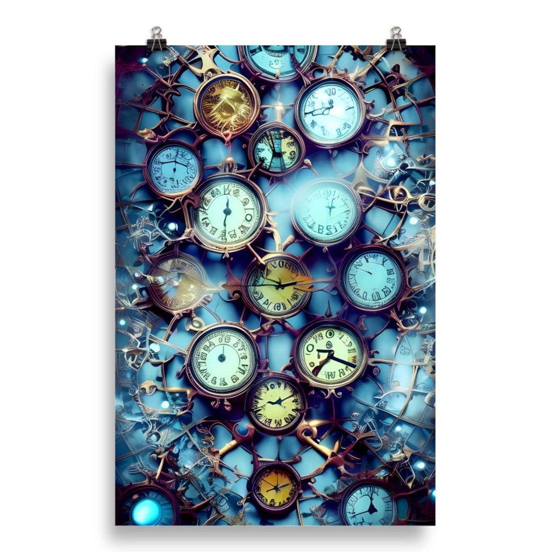 Trippy Clock World Surrealism Poster Art Print - Etsy