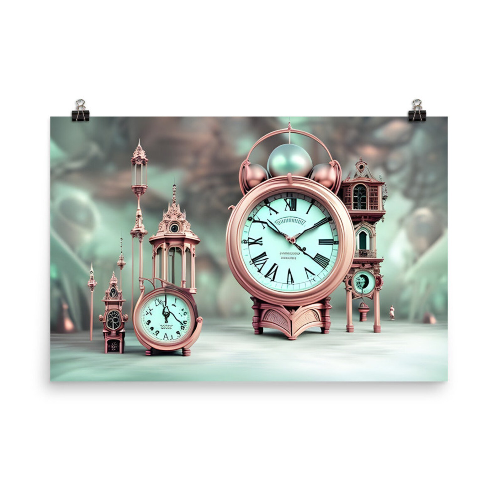 Trippy Clock World Surrealism Poster Art Print - Etsy