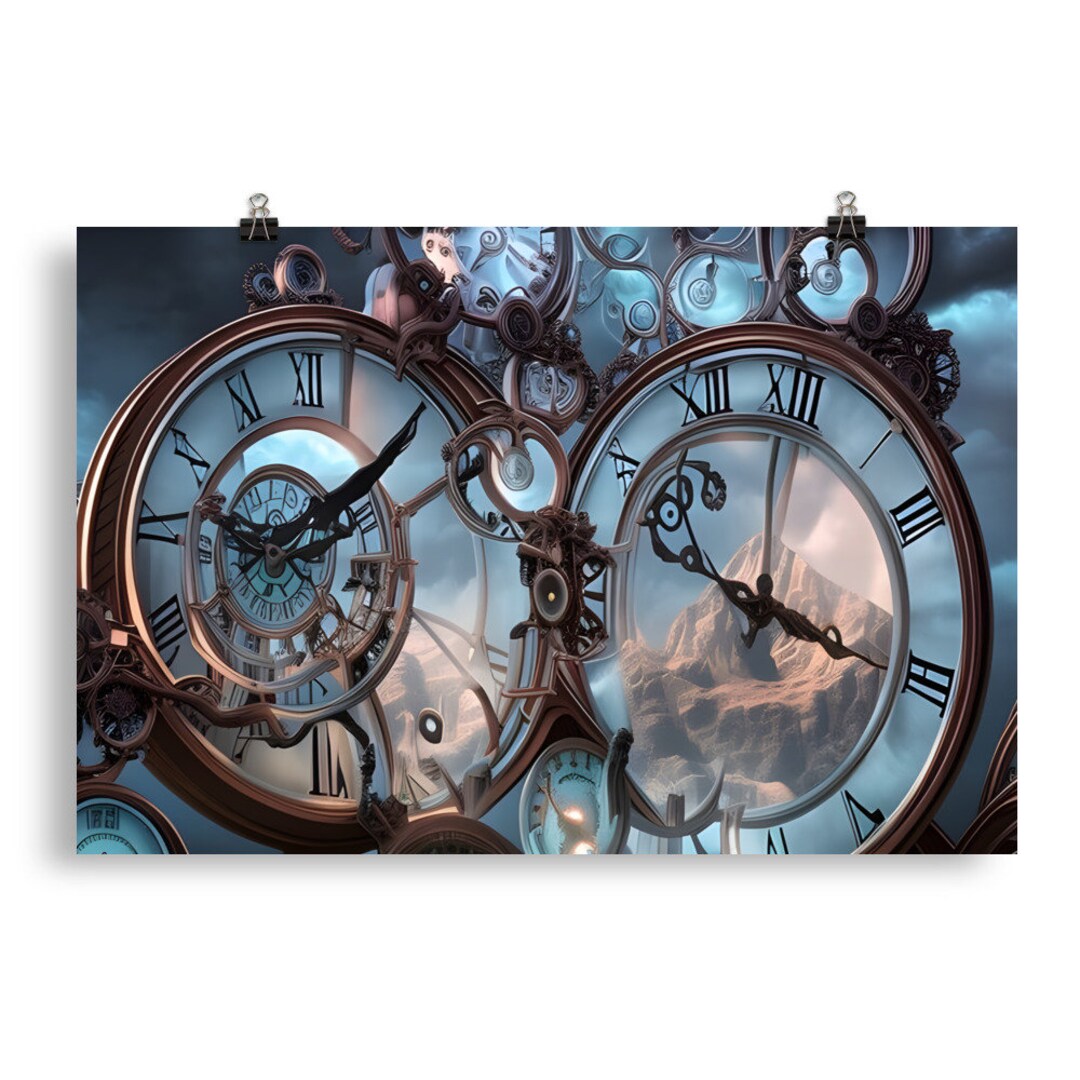 Trippy Clock World Surrealism Poster Art Print - Etsy