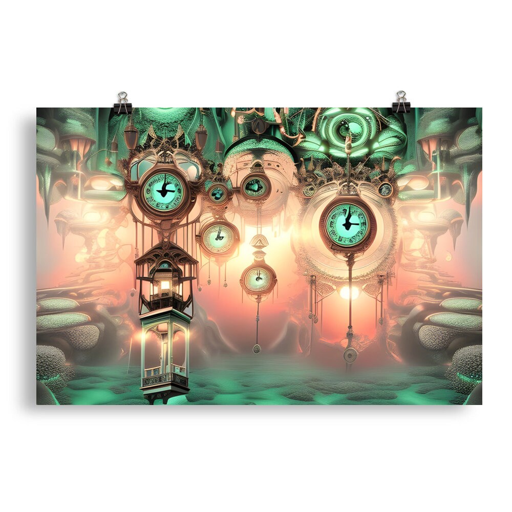 Trippy Clock World Surrealism Poster Art Print - Etsy