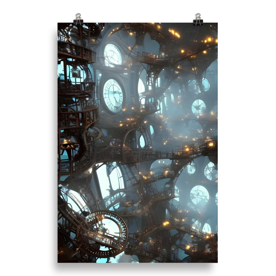 Trippy Clock World Surrealism Poster Art Print - Etsy