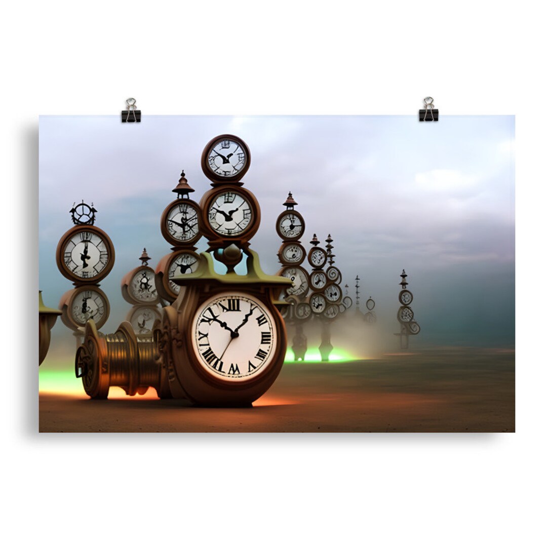 Trippy Clock World Surrealism Poster Art Print - Etsy