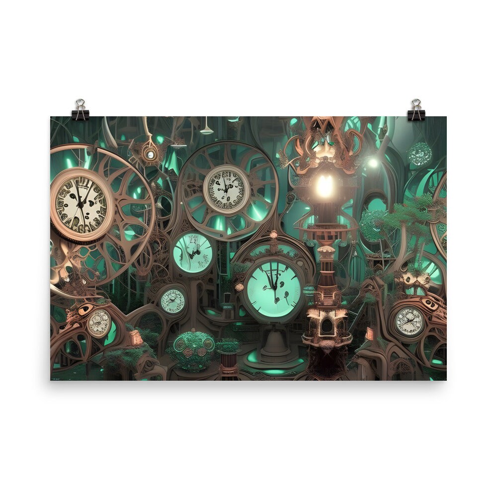 Trippy Clock World Surrealism Poster Art Print - Etsy