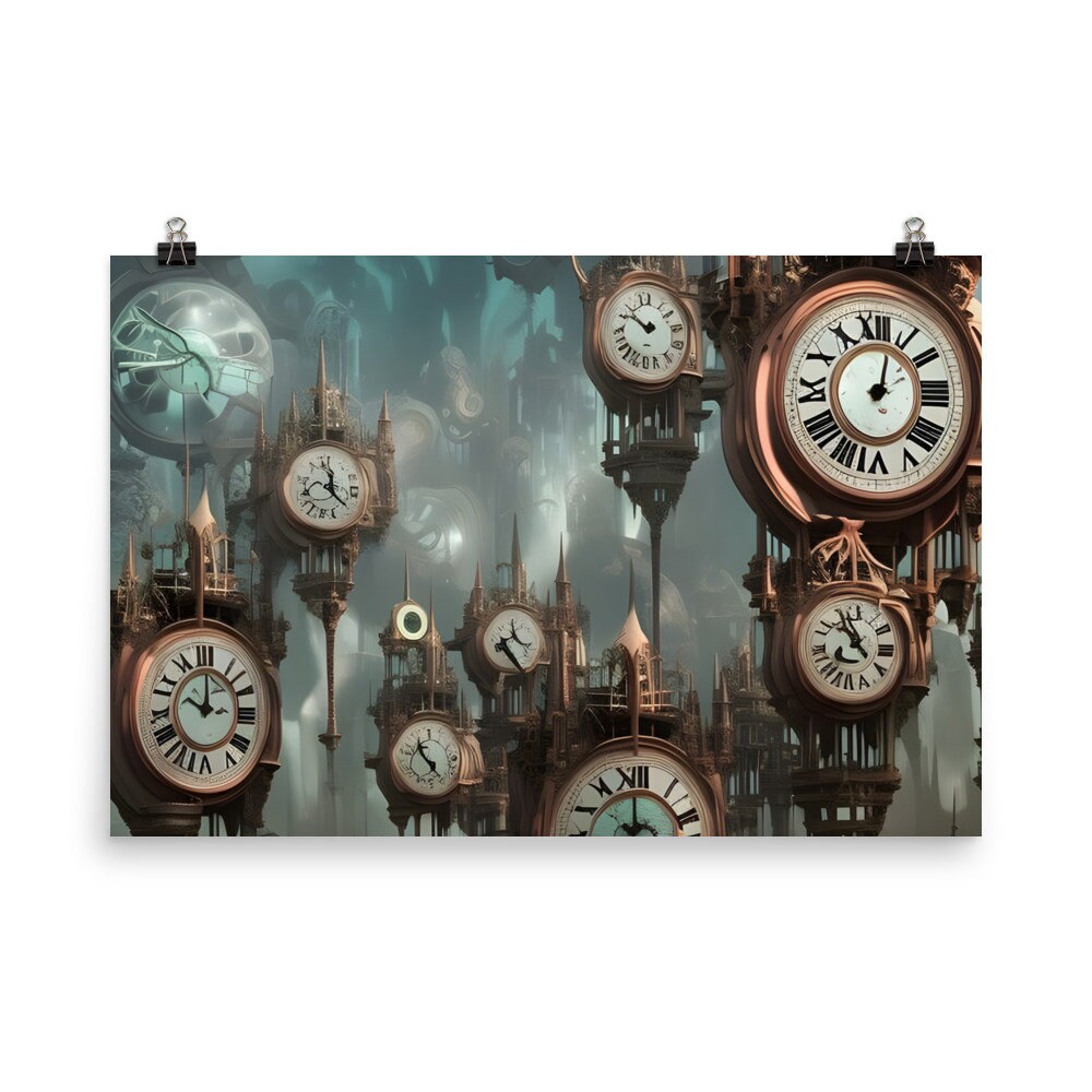 Trippy Clock World Surrealism Poster Art Print - Etsy