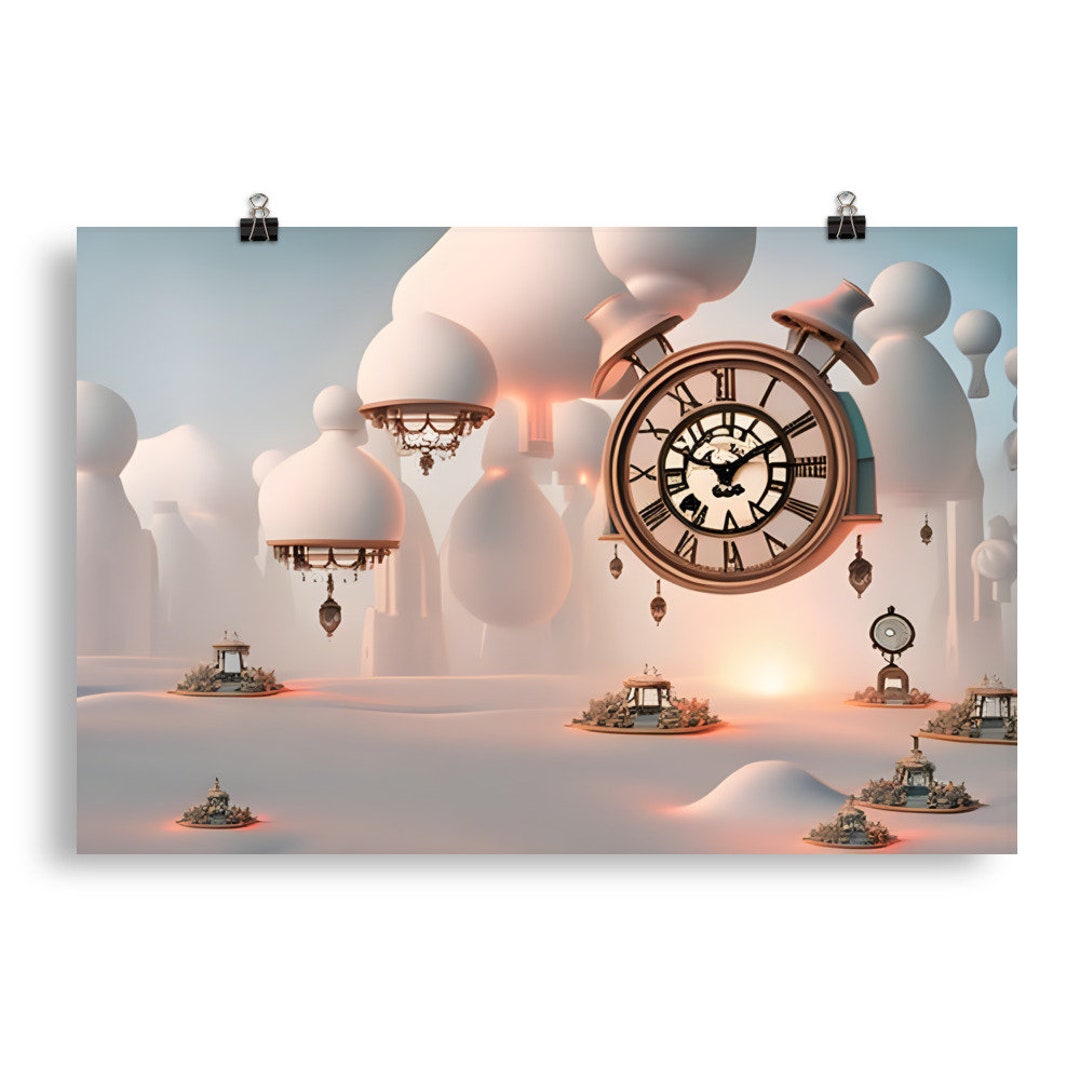 Trippy Clock World Surrealism Poster Art Print - Etsy