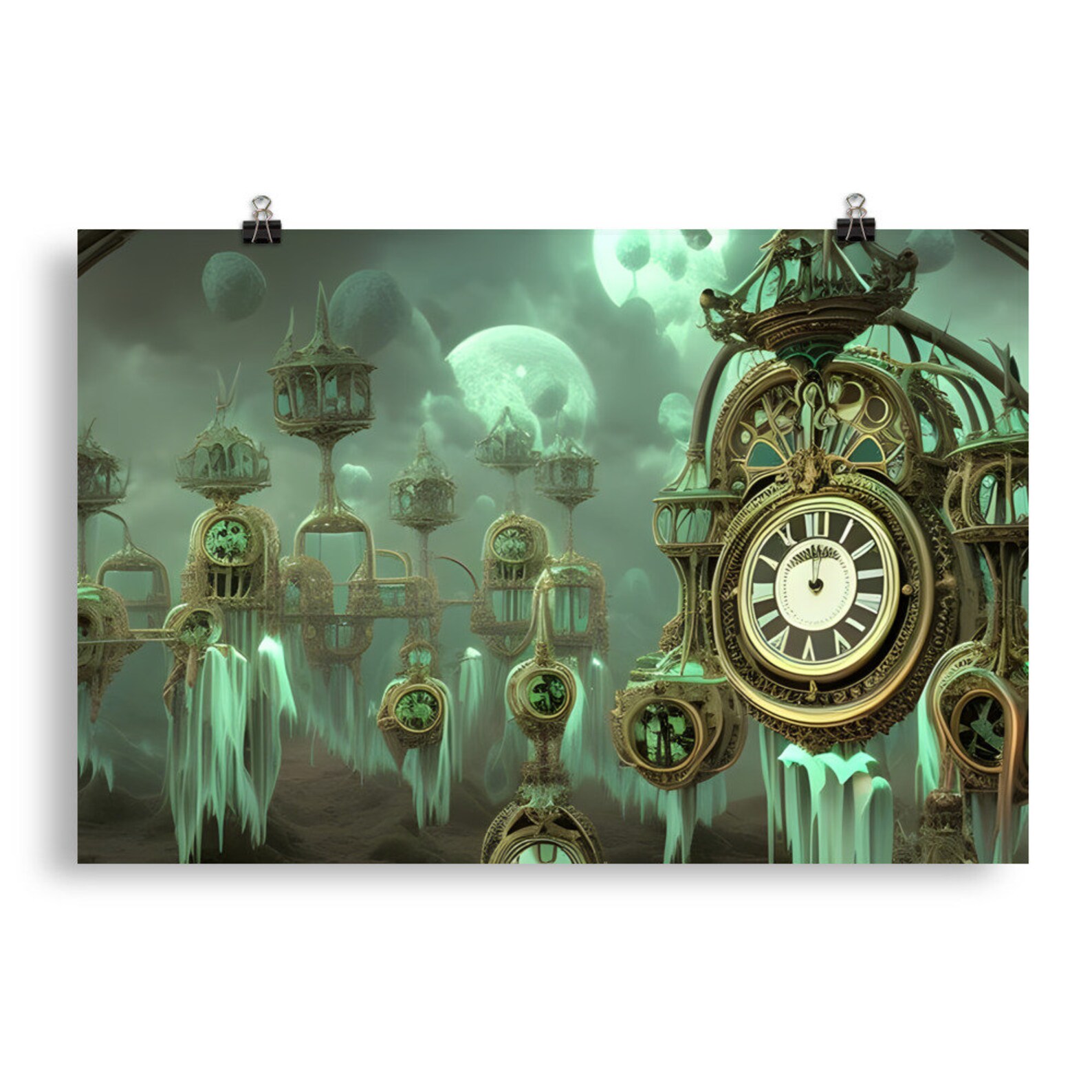 Trippy Clock World Surrealism Poster Art Print - Etsy