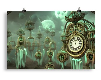 Trippy Clock World Surrealism Poster Art Print - Etsy