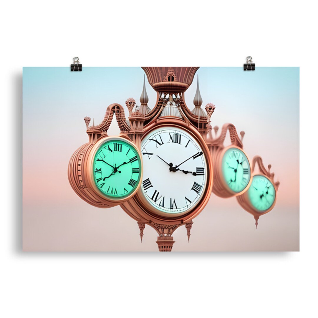 Trippy Clock World Surrealism Poster Art Print - Etsy