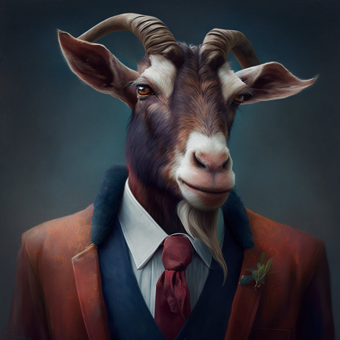 Goat in a Red Suit Digital Print - Etsy
