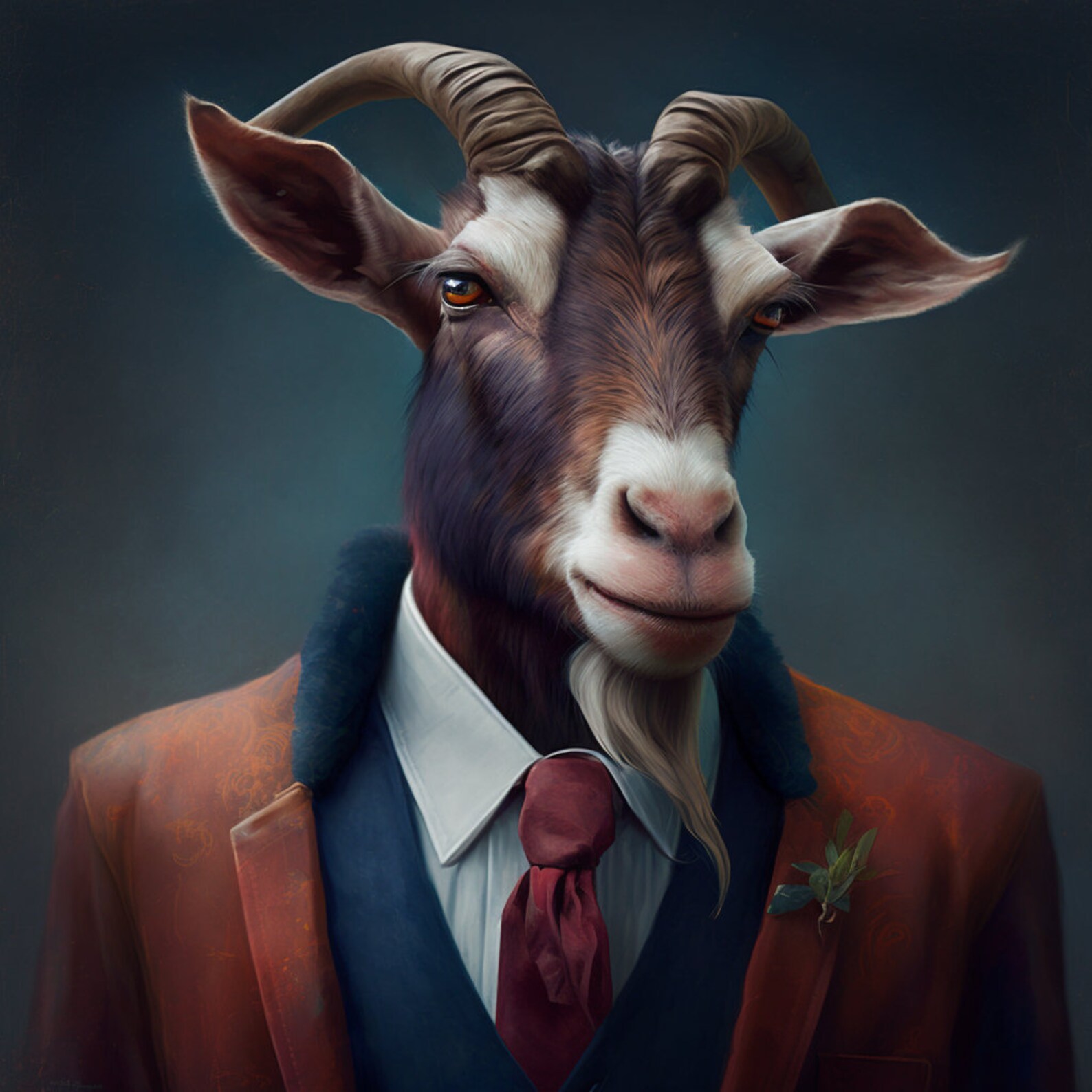 Goat in a Red Suit Digital Print - Etsy