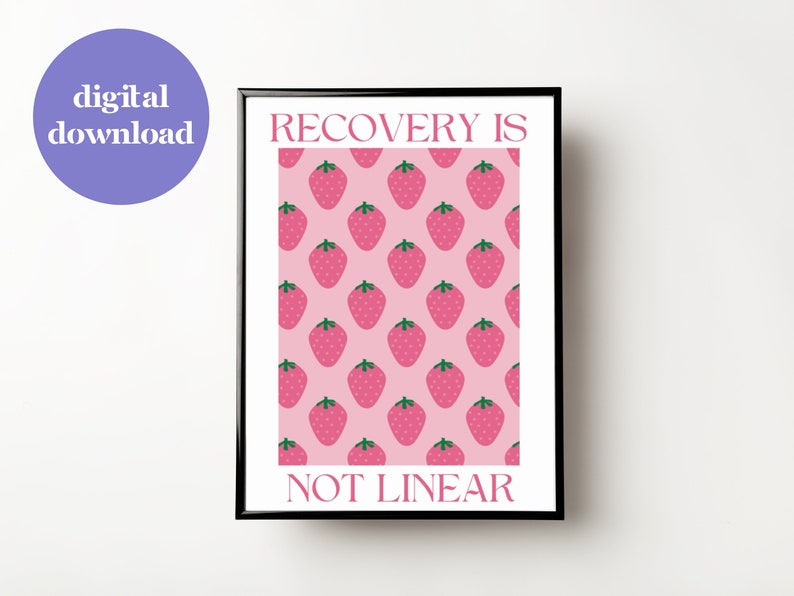 Strawberry Print Pattern Poster for Eating Disorders Recovery - Etsy