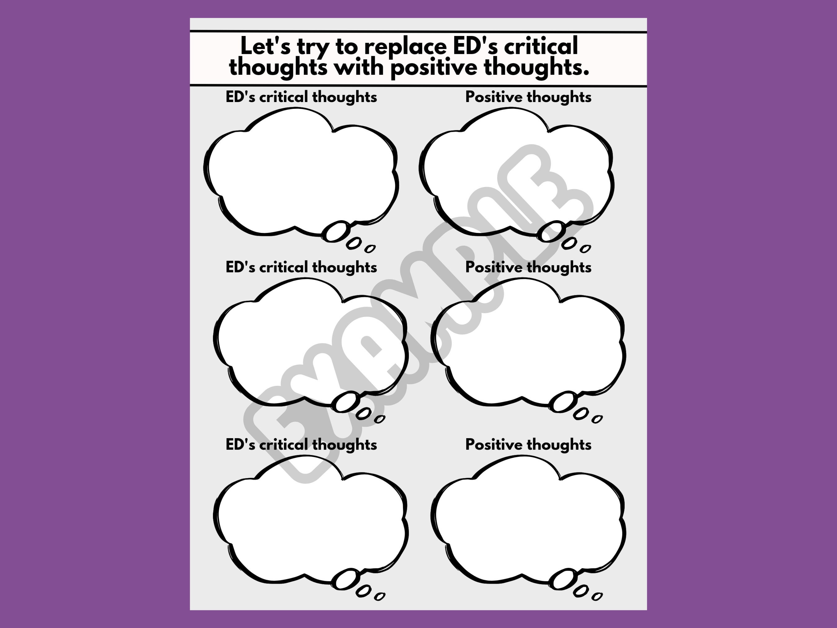 Eating Disorder Recovery Worksheet for Anorexia Digital - Etsy
