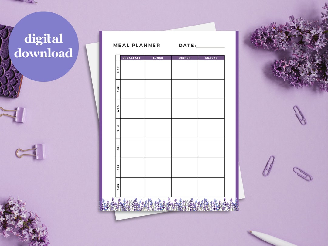 Eating Disorder Printable for Recovery ED Meal Planner Meal Prepping ...