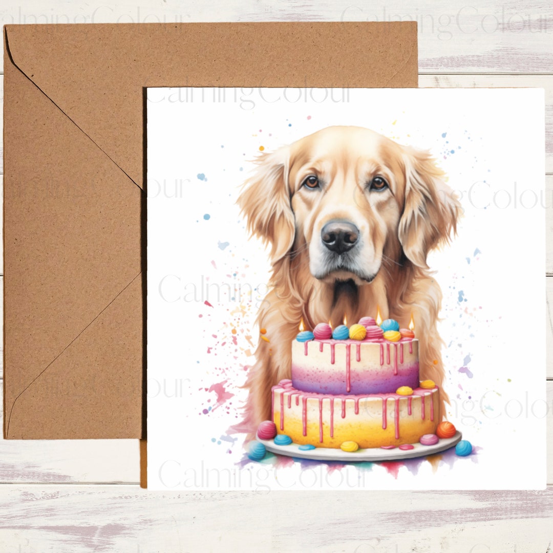 Golden Retriever Birthday Card | Dog Lover Greeting Card - Etsy