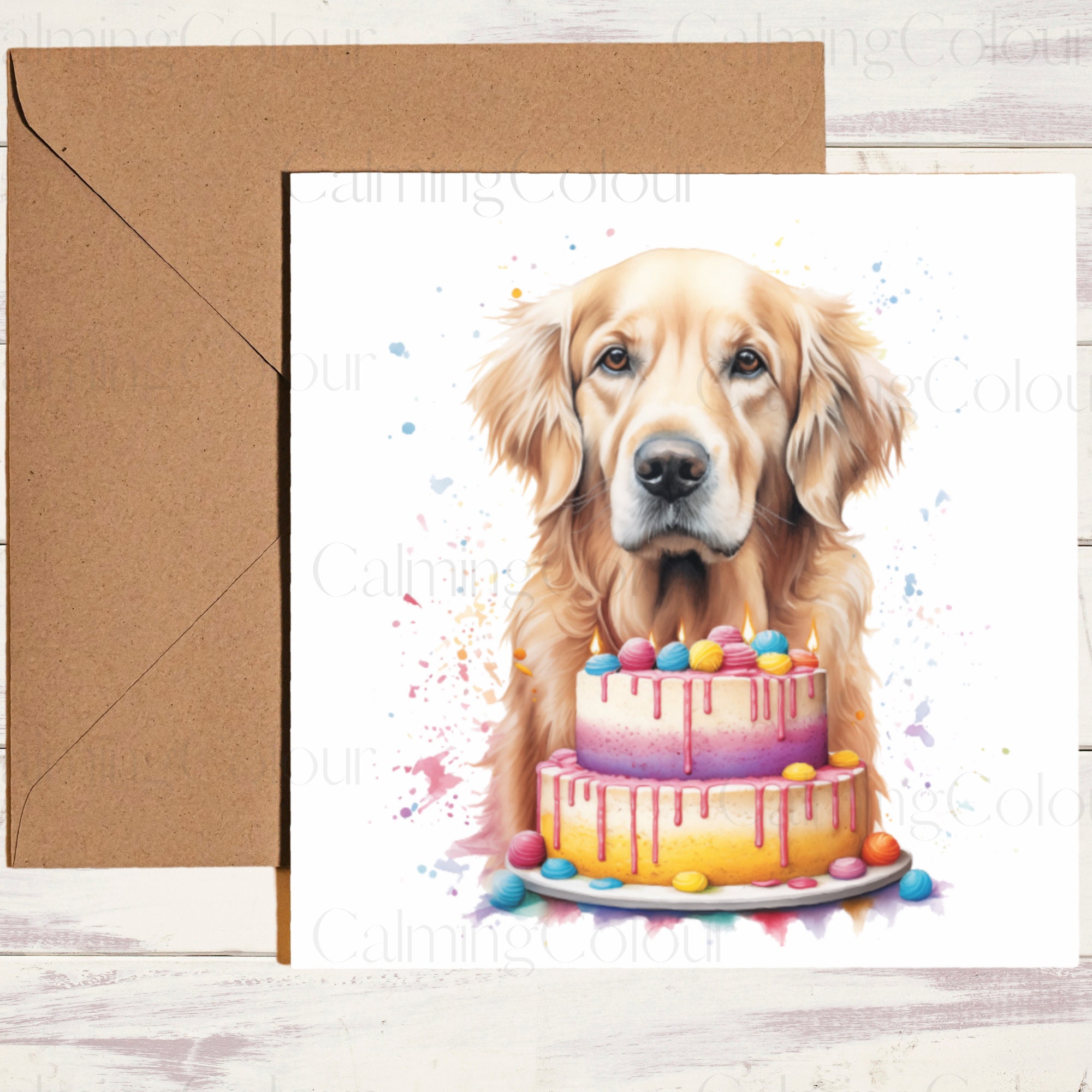 Golden Retriever Birthday Card Greeting Card for Dog Lover Single Card ...