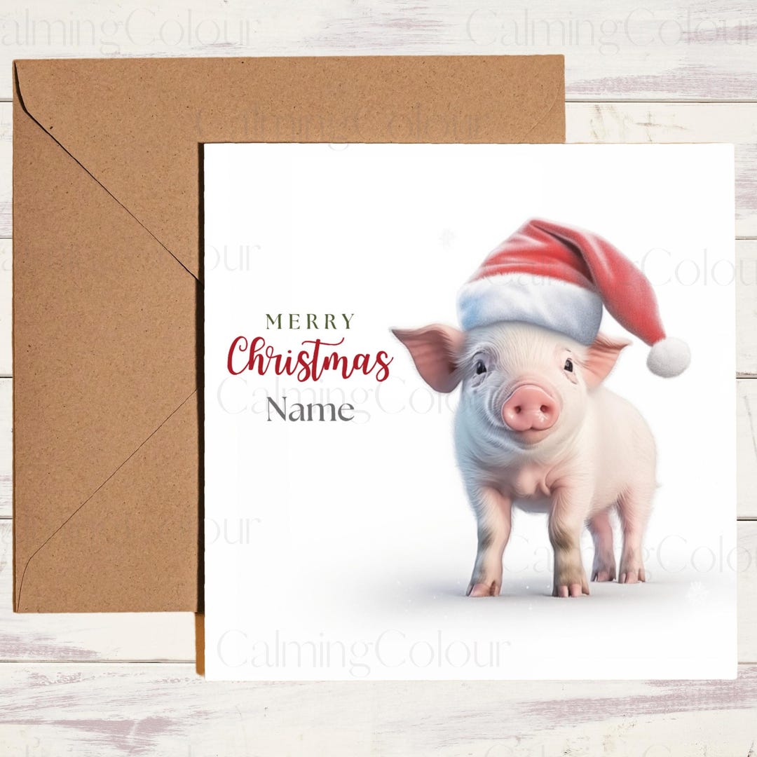 Personalised Pig Christmas Card Greeting Card for Animal Lover Single ...