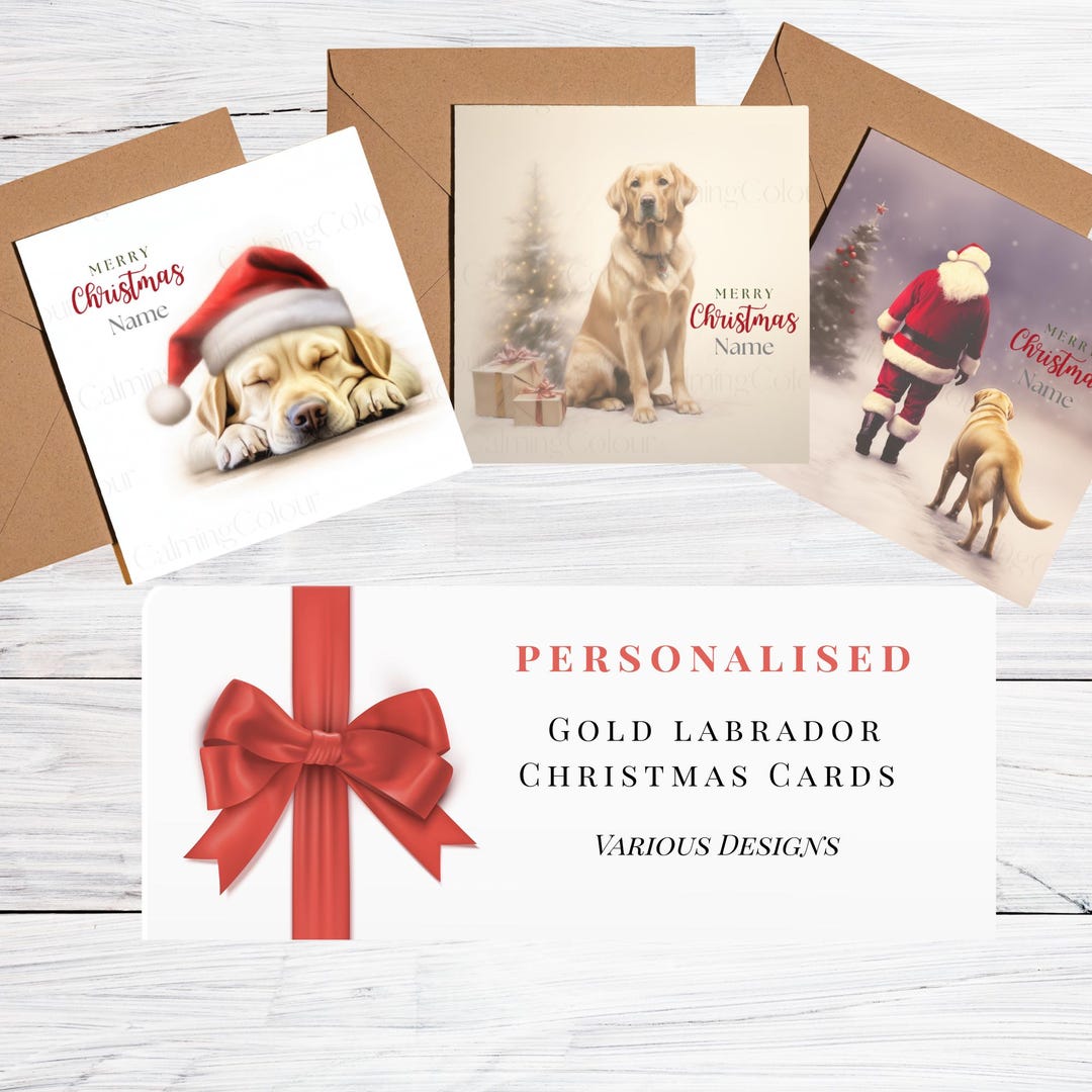 Personalised Gold Labrador Christmas Cards | Dog Lover Greeting Card - Etsy