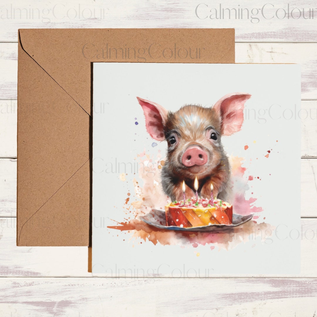 Pig Greeting Card Birthday Card for Animal Lover Card - Etsy