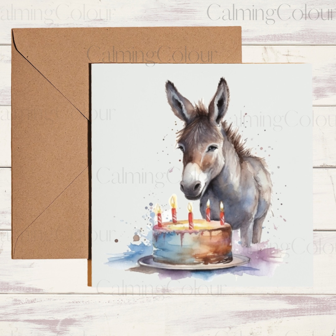Donkey Greeting Card Birthday Card for Animal Lover Card - Etsy