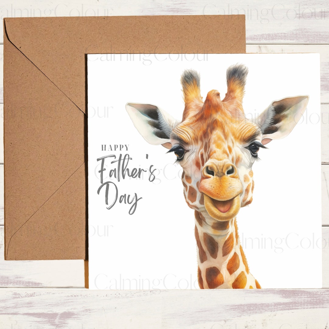 Giraffe Father's Day Card Greeting Card for Dad Single Card, Blank on ...