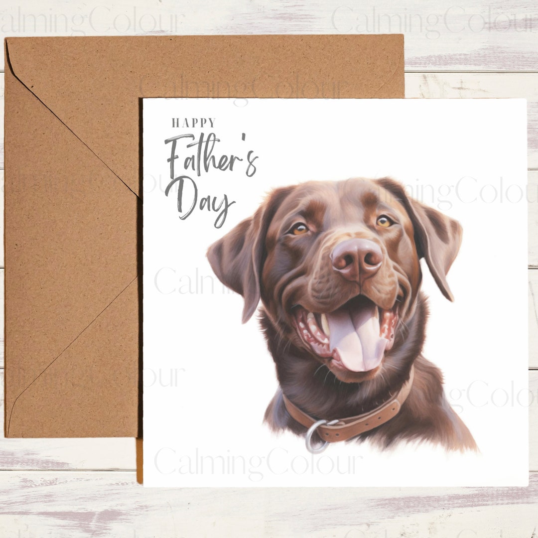 Chocolate Labrador Father's Day Card Greeting Card for Dad Single Card ...