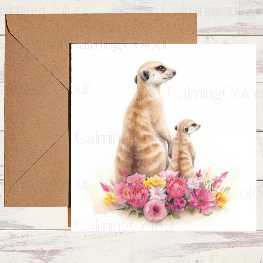 Meerkat Greeting Card Birthday With Love Card for Meerkat Lover Single ...