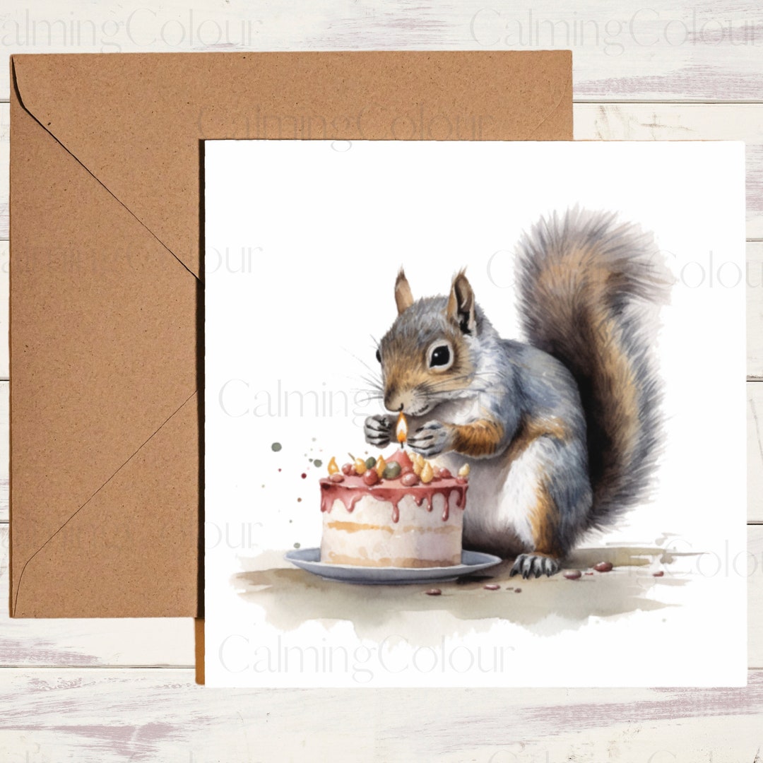 Squirrel Birthday Card | Greeting Card for Squirrel Lover | Single Card ...